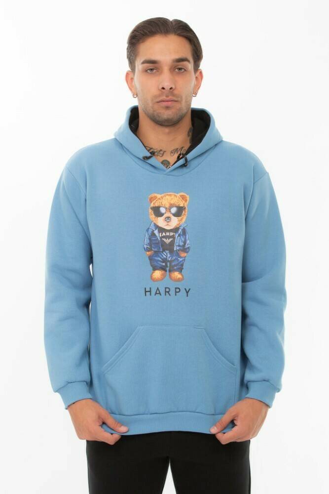 Ανδρική oversized φούτερ μπλούζα Harpy με στάμπα αρκουδάκι (Γαλάζιο ...